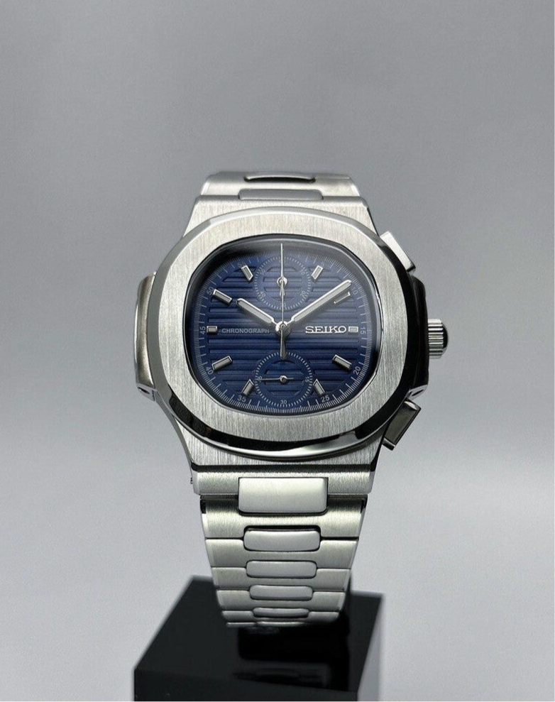 Seiko Nautilus Mod ‘Chronograph Blue Dial’ 40 – NH35 Mod Watch Shop